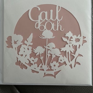 Personalised Floral Wildflower Papercut Name Card, Wedding ...