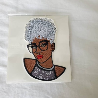 Afro Lady With Appliqué Top Embroidered Patch African American Patches ...