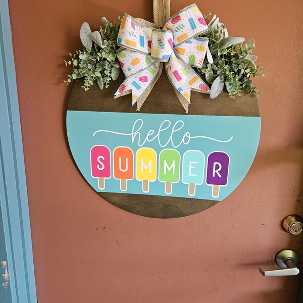 Summer Front Door Decor | Hello Summer | Popsicles | Summer Door Hanger ...