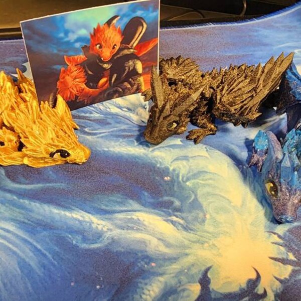 3D Printed Articulated Dragon, Baby Hollow/skull/goth/emo/pirate Fidget ...