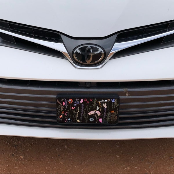 Pressed Flowers License Plate, Flowers Cottagecore Front Car Tag, Gift ...
