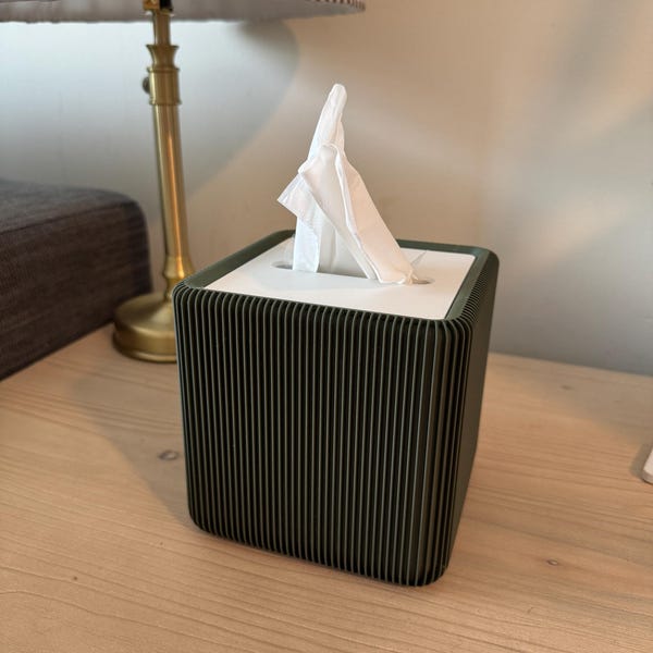 Modern Ribbed Tissue Box Cover Rc.1 | Fits Standard Cube Box ...