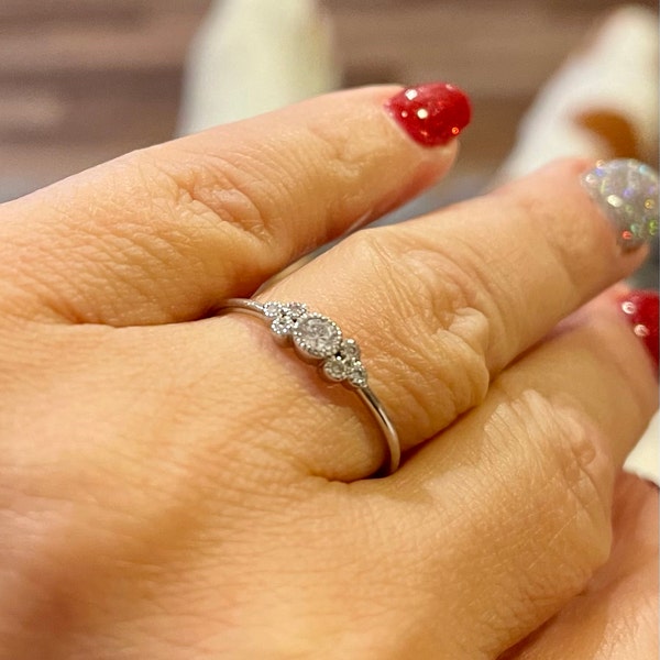 Sterling Silver Milgrain Stacking Ring | Dainty & Delicate Stacking ...