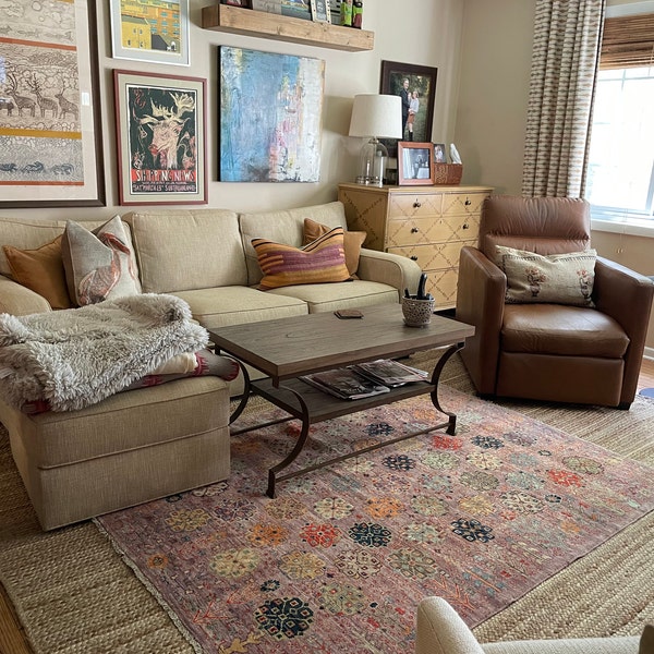 12x18 Ft Turkish Ushak Rug, Modern Beige Rug, Vintage Looking Rug, One ...