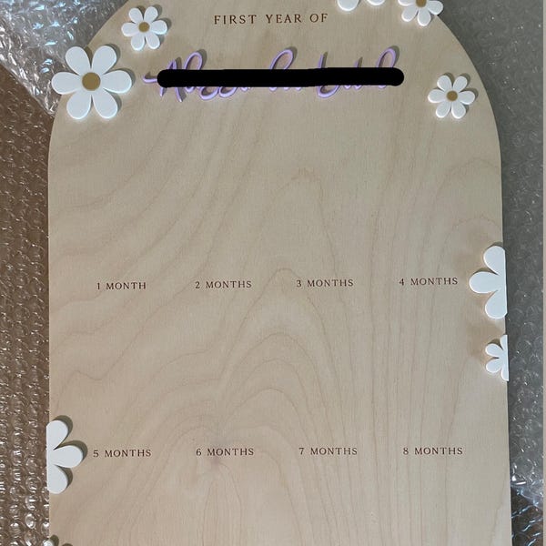 Arched My First Year Photo Sign | Daisy Boho One Year Wooden Monthly ...