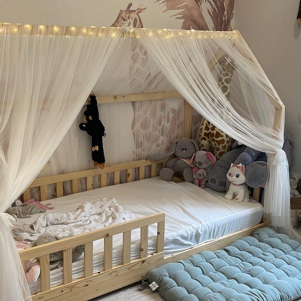 Kids Bed Canopy for Girls, Soft Smooth Play Tent, Crib Netting, Reading ...