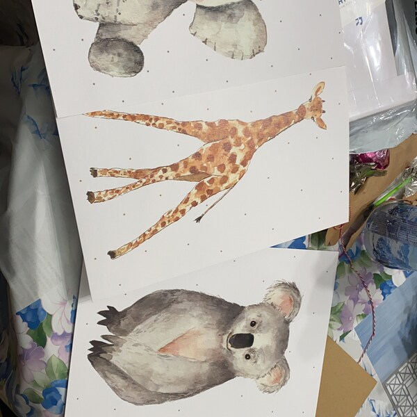 SET of 3 African Animals Watercolor Print, Safari Animals Print, Jungle ...