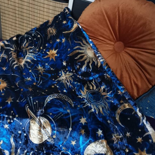 Whimsigoth Decor 90s Celestial Crushed Velvet Throw Blanket Couch Fairy ...