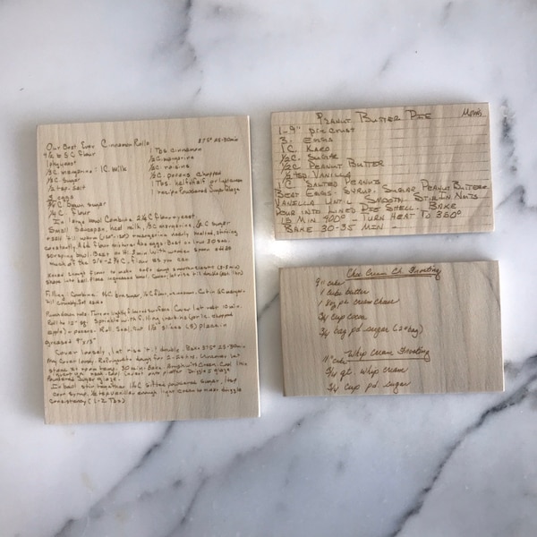 Custom Wood Recipe Card, Personalized Handwriting Gift, Unique Mothers ...