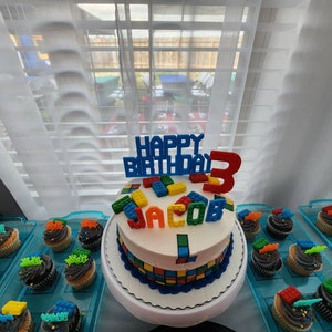 Mega Custom Brick Birthday Topper Cake Set, Personalized Happy Birthday ...