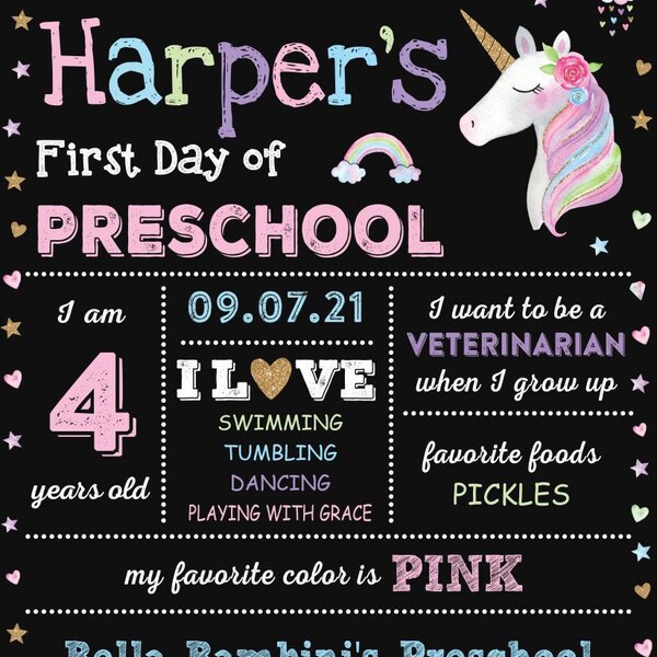 First Day of Preschool Sign Printable First Day of School Sign Back to ...