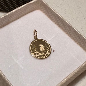 14K Real Solid Gold Dandelion Jewelry, Dainty Dandelion Flower Coin ...