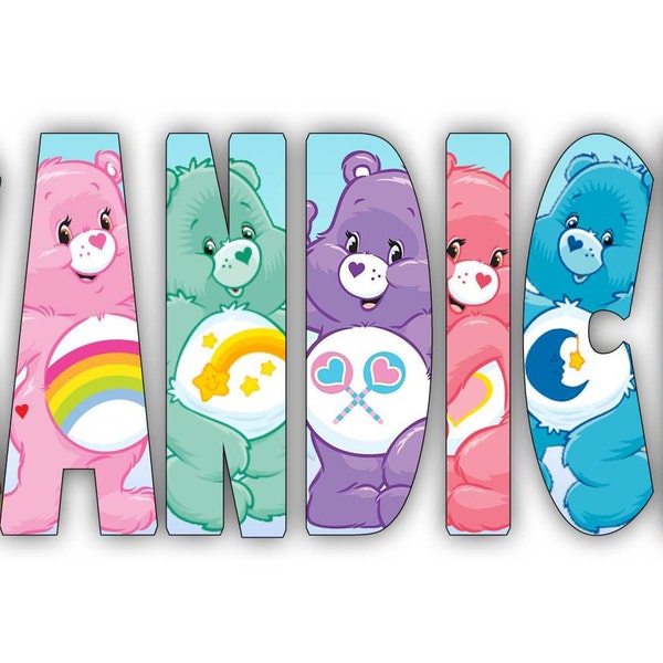 Personalised CARE BEARS Character Name Art Gift Idea Printable ...