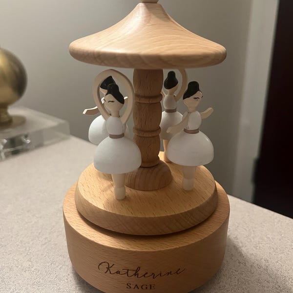 Personalised Ballerina Musical Carousel Wooden - Personalised Musical ...