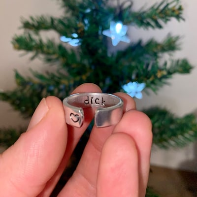 Hidden Swear Word, Adjustable Aluminum Metal Stamped Ring, Creep Ring ...