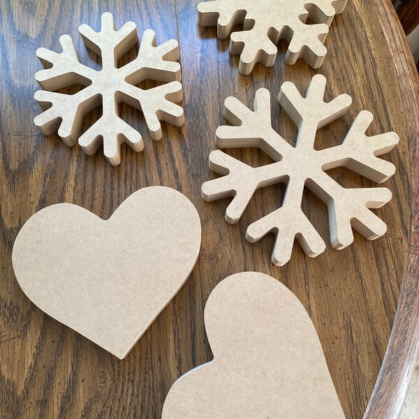 Snowflake Wood Cutout- MDF Winter Craft- Free Standing- Winter Decor ...
