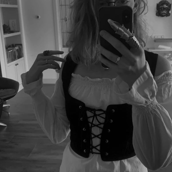 Black Velvet Corset Bodice, Tapestry Fabric Victorian Gothic Corset ...