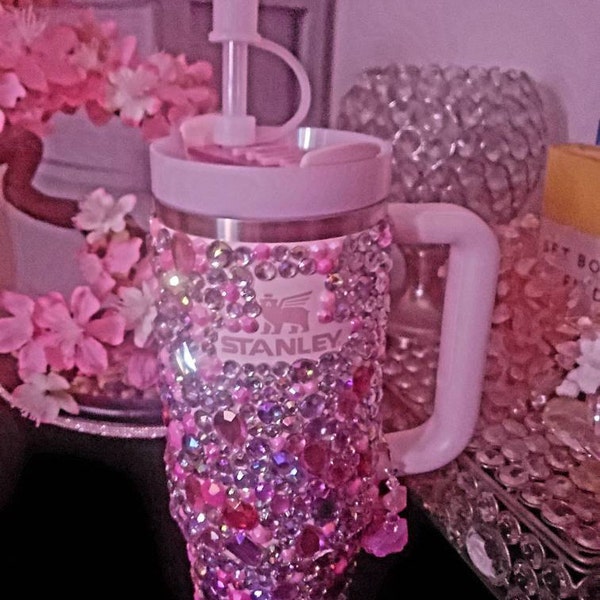 Rhinestone Stanley. Crystal Insulated Stanley Cup. Quencher. Pink, Rose ...