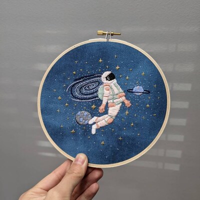 Astronaut Outer Space Embroidery Art Kit Space Embroidery Kit Stars ...