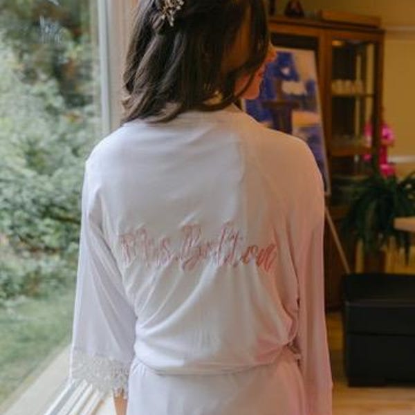 Bridal Shower Gift Getting Ready Robe | Gift for Bride Lace Bridal Robe ...