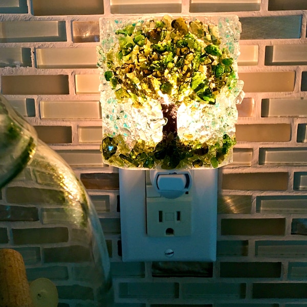 Recycled Glass Oak Tree of Life Night Light Nightlight - Etsy