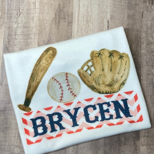 Baseball Trio Chevron Rectangle PNG Watercolor Artwork Digital File for ...