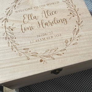 Personalised Wooden Baby Box, Engraved Baby Box, Baby Memory Box ...