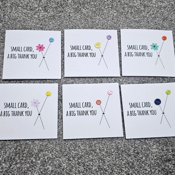 Pack of 5 Cute Handmade "small Card, Big Thank You" Thank You Cards ...
