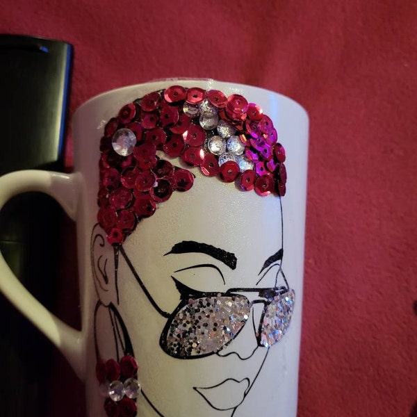 Sasha Vinyl Decal, Mug Decal, Wine Glass Decal, Short Hair Lady Decal ...