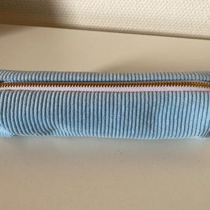 Large Size Waffle Weave Cotton Broad Base Zip Pouch, Makeup Bag ...