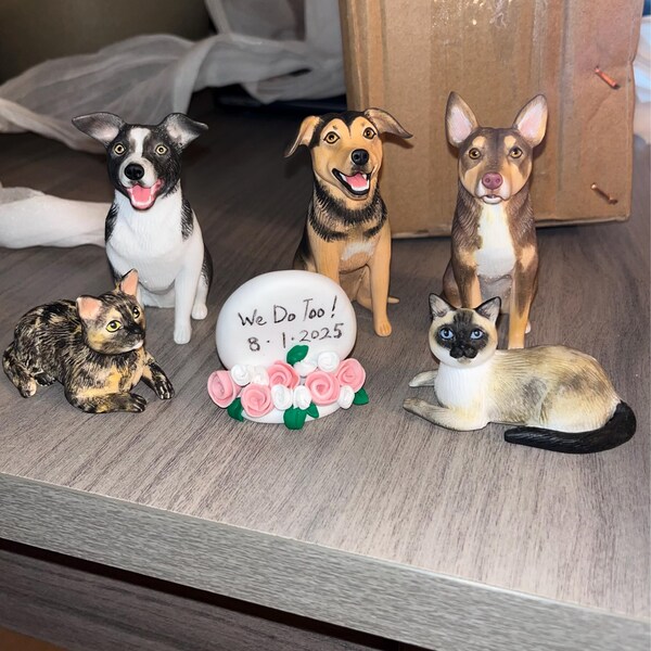 Personalized Custom Dog Wedding Cake Topper , Pet Cake Topper，pets ...