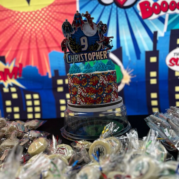 Comic Book Superheroes Edible Cake Wrap or Superhero Birthday Cake ...