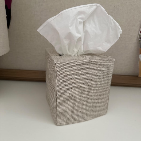 Linen Tissue Box Cover 100% Woven Linen With Cotton Muslin Lining ...