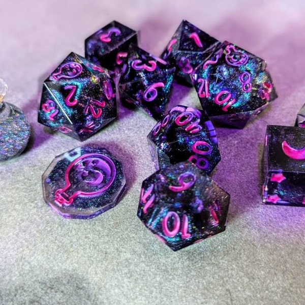 Purple and Teal, Advantage Dice Set With Matching Potion Bottle ...