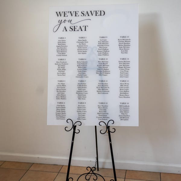 Acrylic Wedding Seating Chart Sign || Custom Wedding Sign Clear Black ...