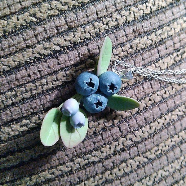 Blueberry Pendant, Blueberry Necklace, Blueberry Jewerly, Forest Berry ...