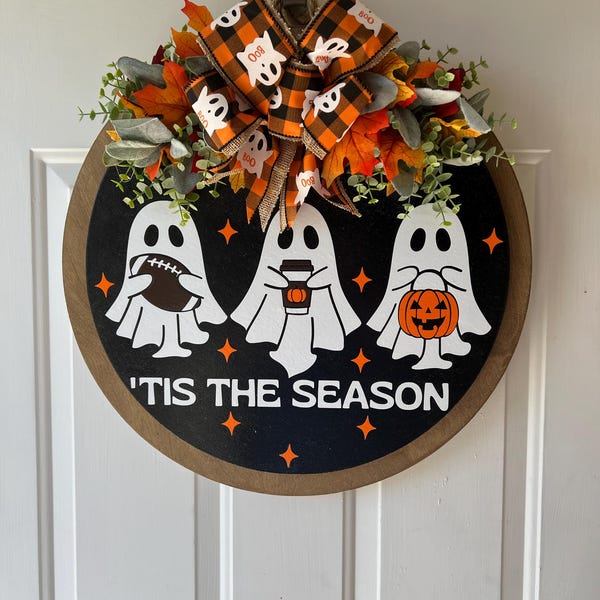 Halloween Front Door Decor | Halloween Wreath | 'tis the Season | Ghost ...