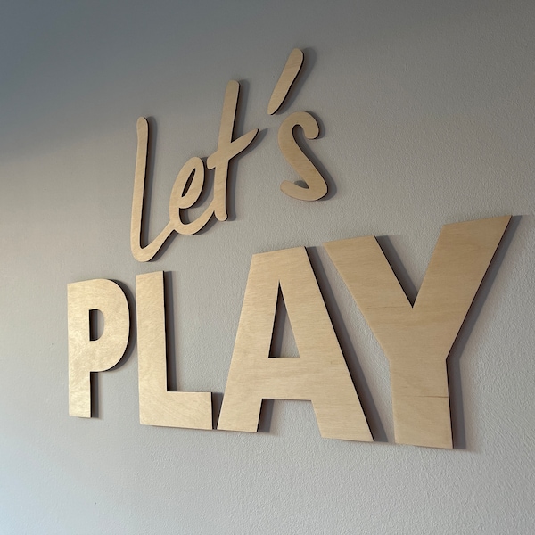 Let's PLAY Sign | Wall Lettering | Wooden Nursery Sign | Nursery ...