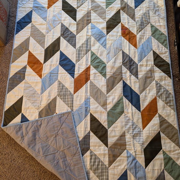 Ombre Puff Memory Quilt Grief Blanket - Memory Throw Made From a Loved ...