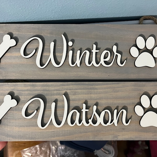 Custom 3D Pet Name Sign | Personalized Dog or Cat Paw Sign for Food ...