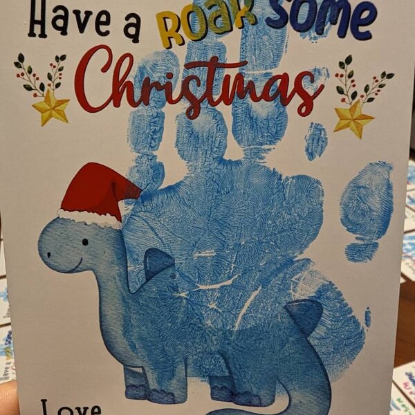 Dino Christmas Handprint Art,have a Roarsome Christmas, Decoration ...