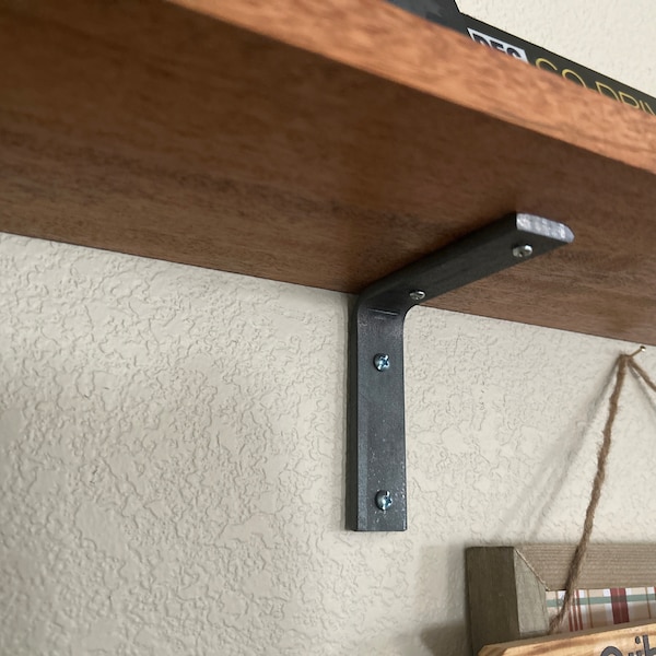 Raw Steel Shelf Bracket | Heavy Duty L-style Metal Support – Handmade ...