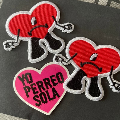Bad Bunny Heart Iron on Patch, Bad Bunny Heart Patch, Bad Bunny Corazon ...