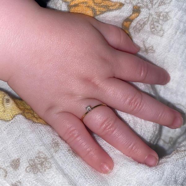 Baby's First Diamond Ring in 18K Gold and Platinum - Etsy