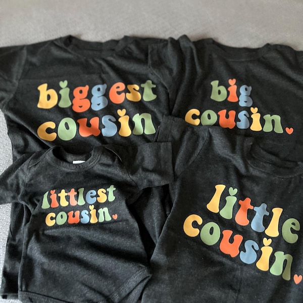 Big Cousin Retro Shirts, Biggest Cousin Shirt, Retro Cousin Shirt, Little Cousin Shirt, Littlest ...