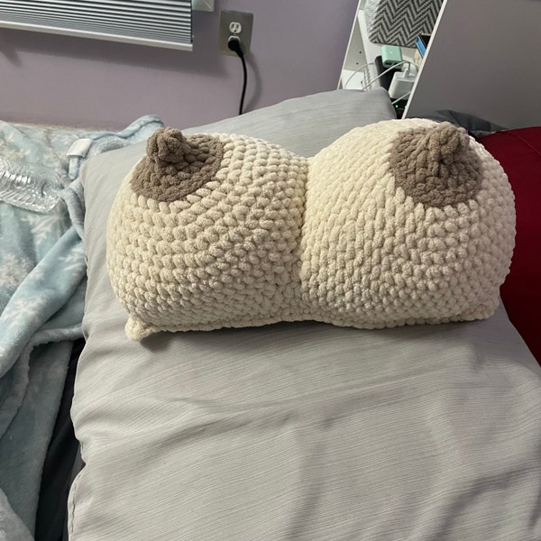Crochet Pattern Boob Pillow, Amigurumi Tittiy Pillow Diy, Easy Instruction Crochet Funny Pillow ...