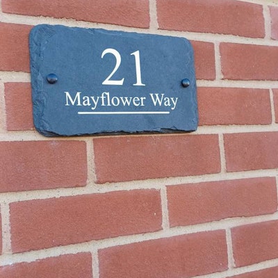 Rustic Handmade Deep Relief Engraved Natural Slate House Sign Plaque ...