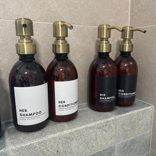 Minimalistic, Personalised Labels, Shampoo, Conditioner, Shower Gel ...