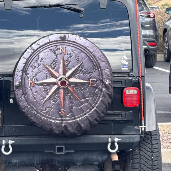 Spare Tire Cover Compass Black Stone Bronze Metal Classic for Jeep Ford ...