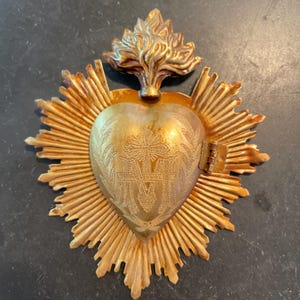 Sacred Heart, Milagro Heart, Antique Gold Heart Box, Catholic Heart ...